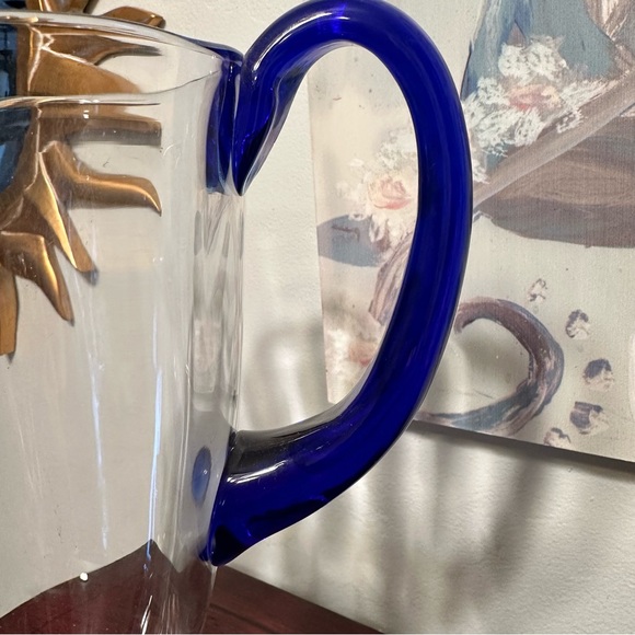 Vintage | Dining | Romania Crystal Clear Cobalt Blue Large Tall Pitcher ...